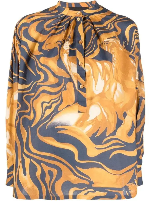 Alberta Ferretti Abstract-print Cotton Blouse