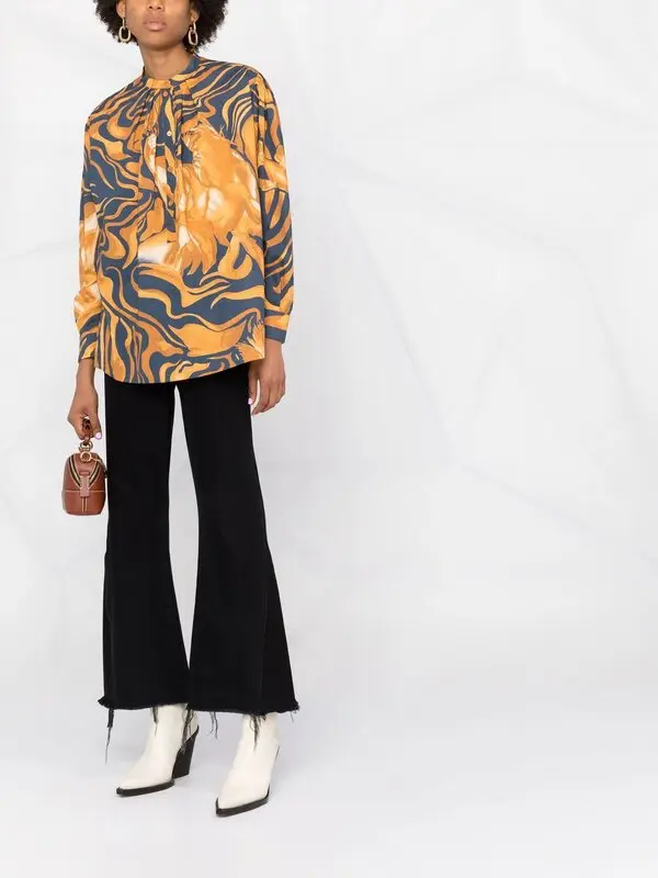 Alberta Ferretti Abstract-print Cotton Blouse