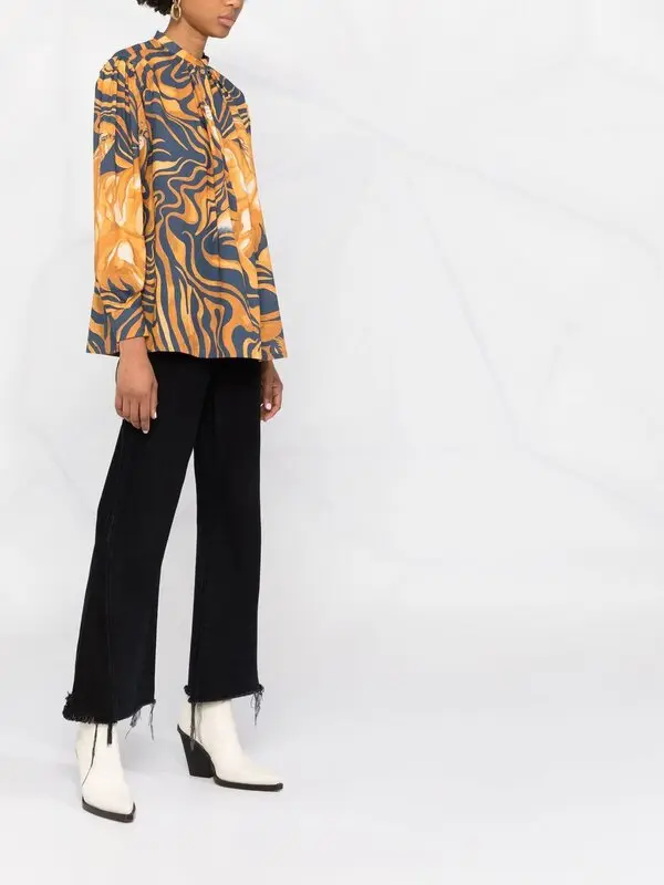 Alberta Ferretti Abstract-print Cotton Blouse