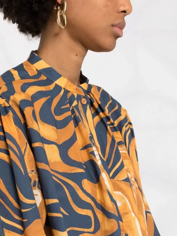 Alberta Ferretti Abstract-print Cotton Blouse