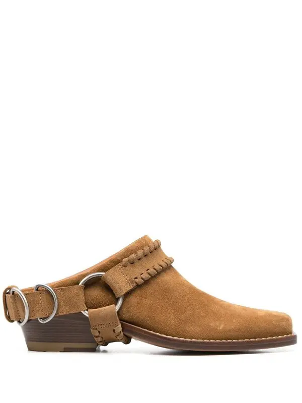 BUTTERO® Square-toe Buckle Mules