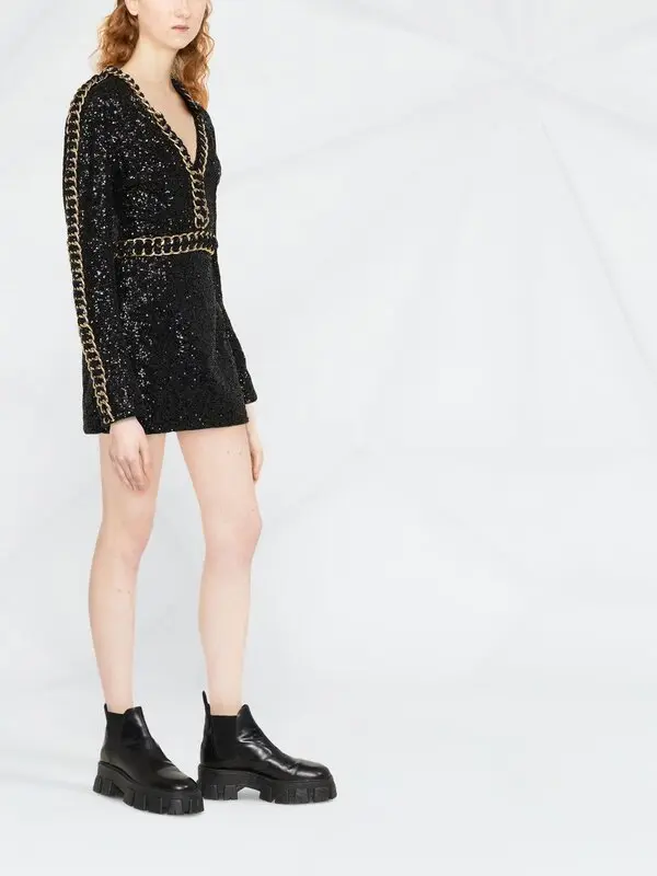 Balmain Chain-trim Sequin Dress
