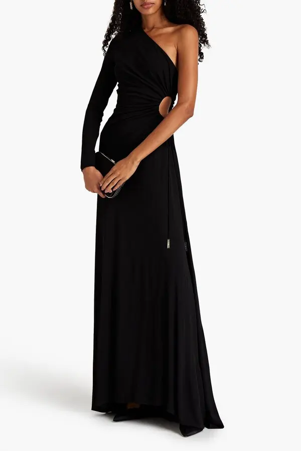 one shoulder halston dress Draped one shoulder crepe dress