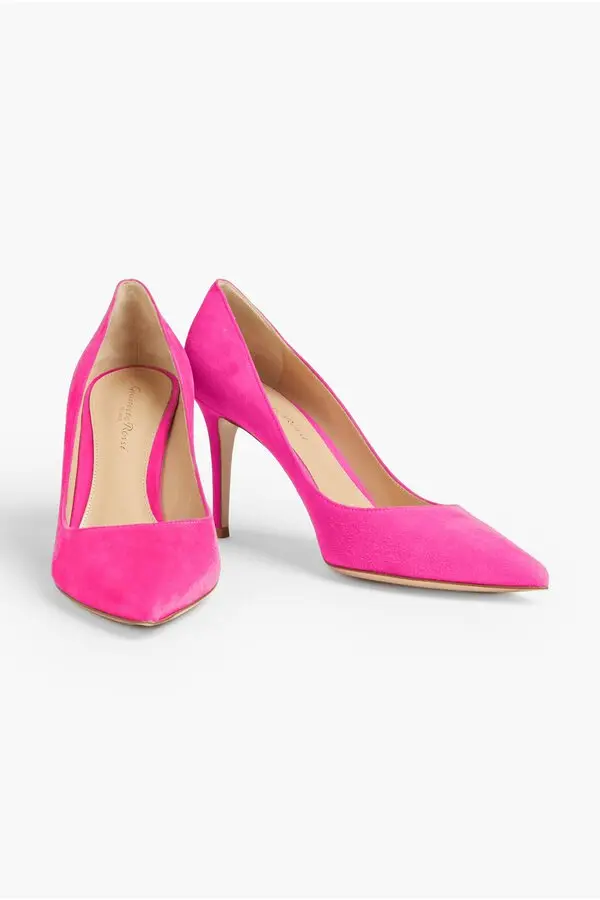 GIANVITO ROSSI 85 Suede Pumps - Bright Pink