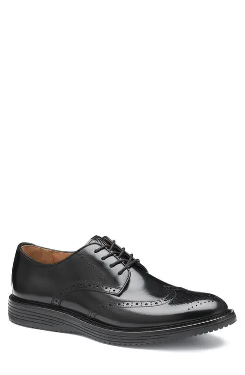 Johnston & Murphy Upton Wingtip Derby - Black/ Black Full Grain