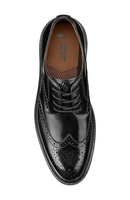 Johnston & Murphy Upton Wingtip Derby - Black/ Black Full Grain