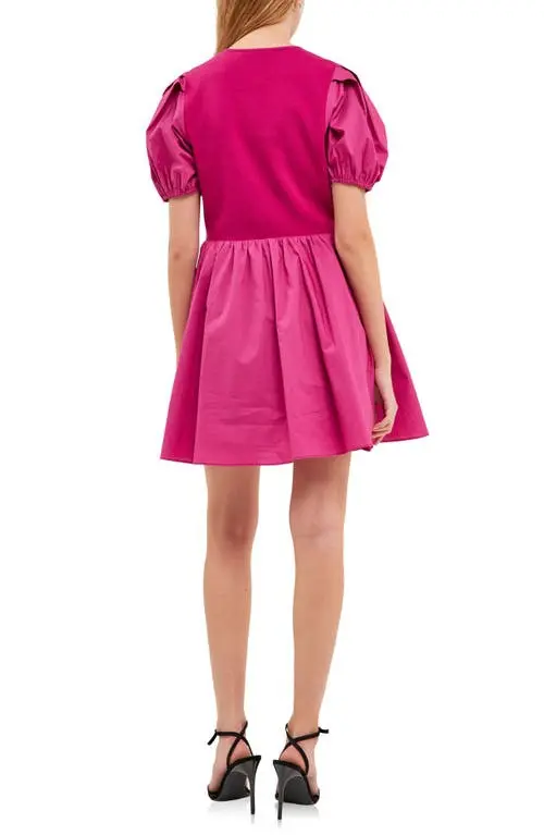 English Factory Mixed Media Henley Minidress