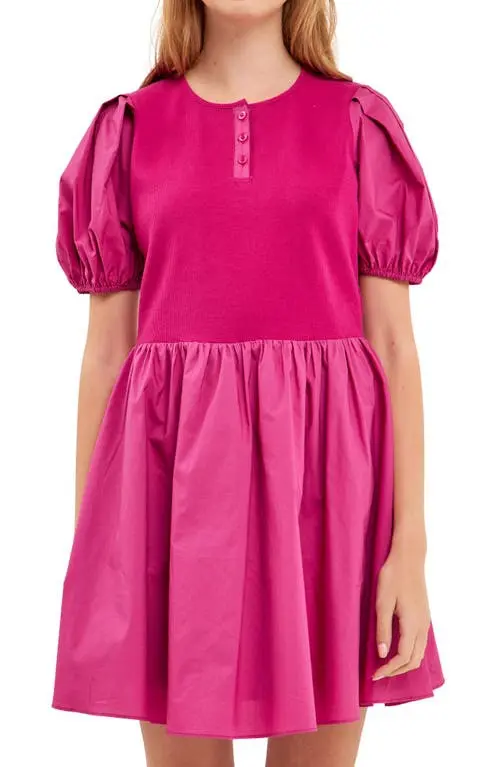 English Factory Mixed Media Henley Minidress