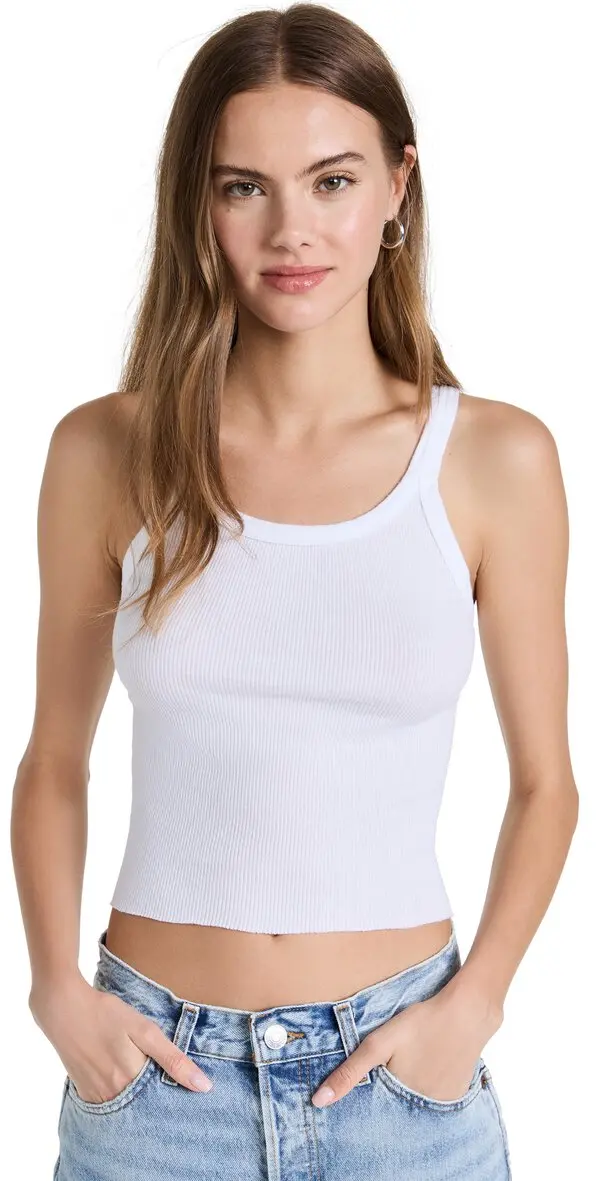 RE/DONE Cropped Ribbed Tank - Optic White