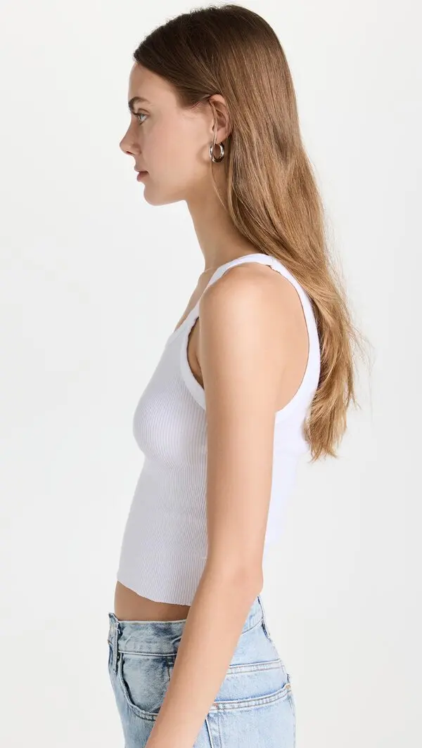 RE/DONE Cropped Ribbed Tank - Optic White