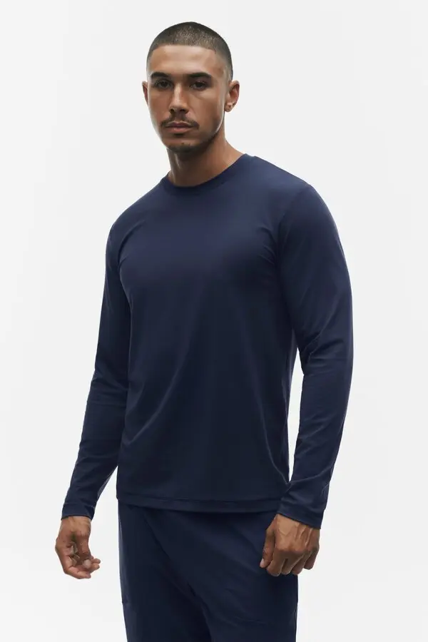 Alo Yoga Conquer Reform Crewneck Long Sleeve Top - Navy