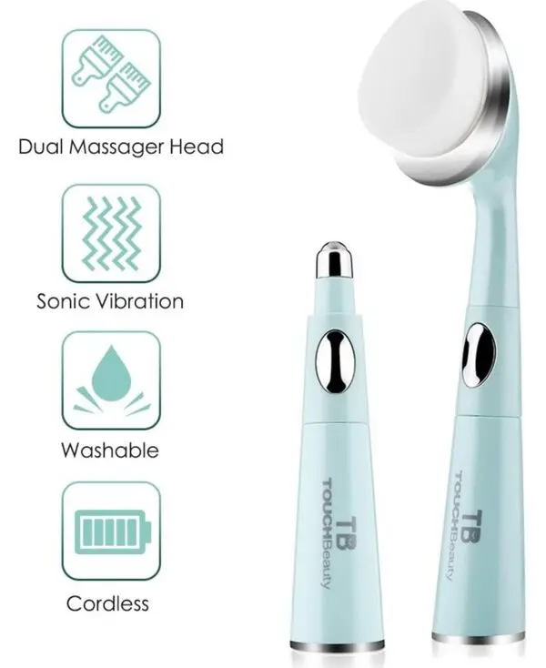 TOUCHBEAUTY 2 In 1 Sonic Facial Brush Cleanser Eye Massager