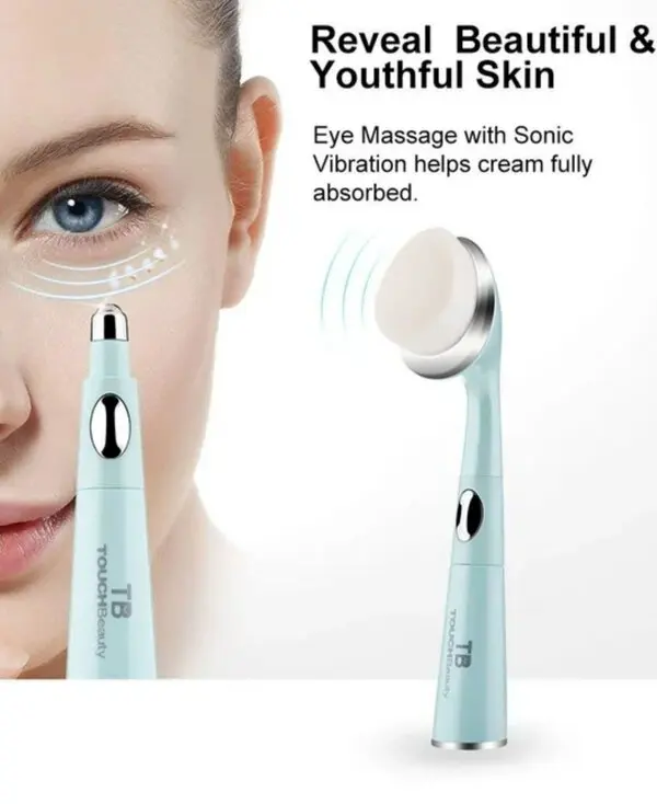 TOUCHBEAUTY 2 In 1 Sonic Facial Brush Cleanser Eye Massager
