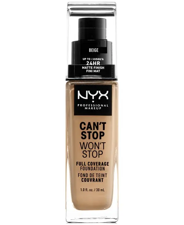 NYX PROFESSIONAL MAKEUP Can't Stop Won't Stop Full Coverage Foundation - 11 Beige (medium Beige,yellow Undertone)