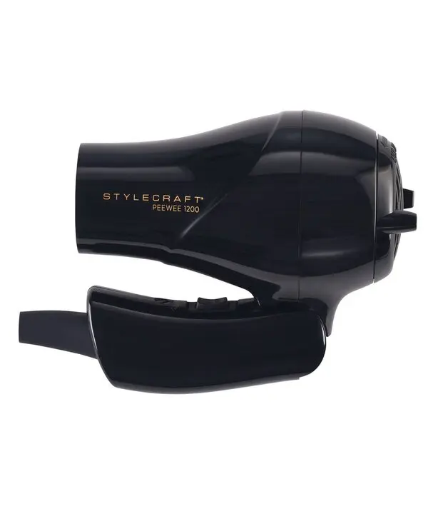 STYLECRAFT Peewee 1200 Folding Handle Dual Voltage Compact Travel Hair Dryer With Nozzle