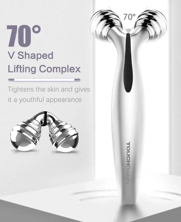 TOUCHBEAUTY Microcurrent Facial Face Massager Device Roller - Silver