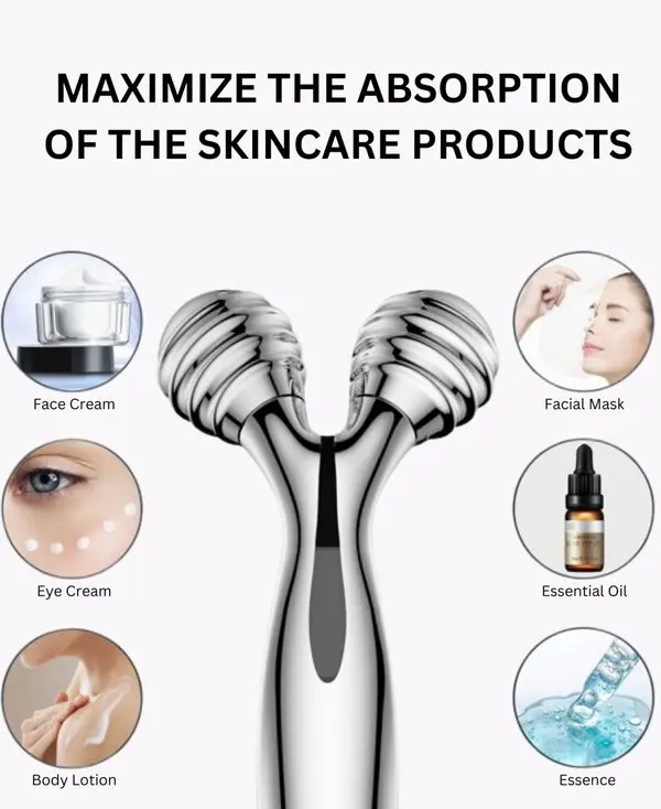 TOUCHBEAUTY Microcurrent Facial Face Massager Device Roller - Silver