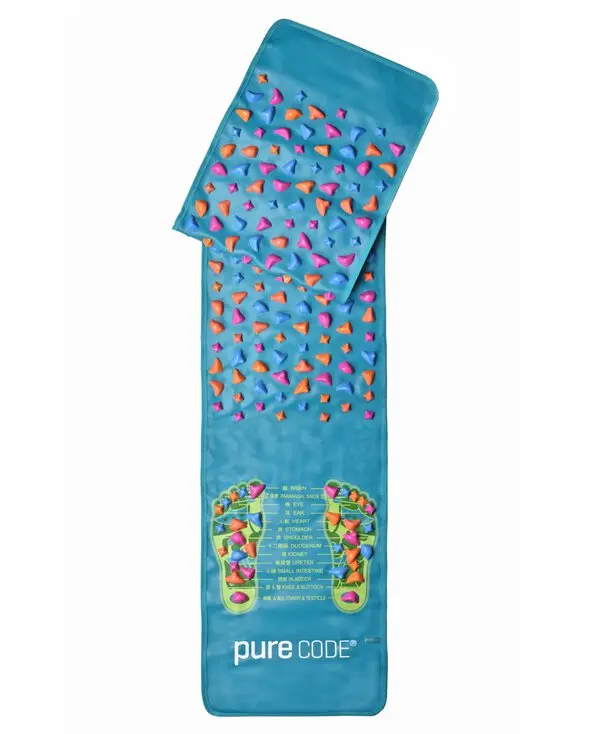 PURECODE Reflexology Foot Massage Mat With Foot Chart - Multi