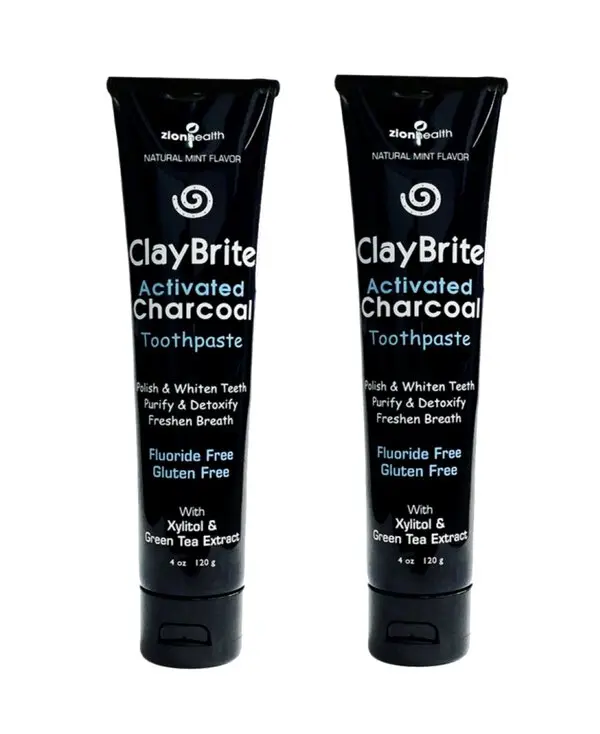 ZION HEALTH Claybrite Activated Charcoal Toothpaste Set Of 2 Pack - No Color