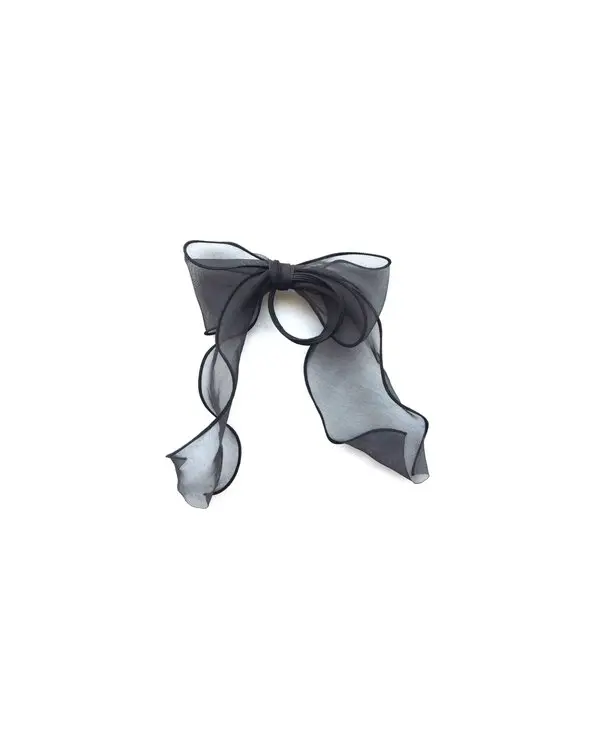 SOHO STYLE Chiffon Wire Bow Ponytail Holder - Black