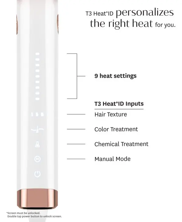T3 Curl Id 1.25" Smart Curling Iron With Interactive Touch Interface - White And Rose-gold