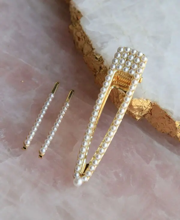 SOHO STYLE String Of Pearls Bobby Pin And Hair Clip 3-piece Set
