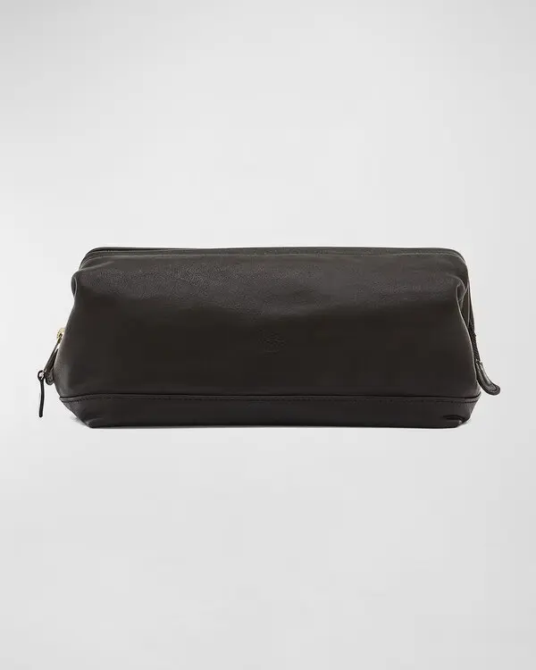Il Bisonte Leather Travel Toiletry Case - Vintage Black