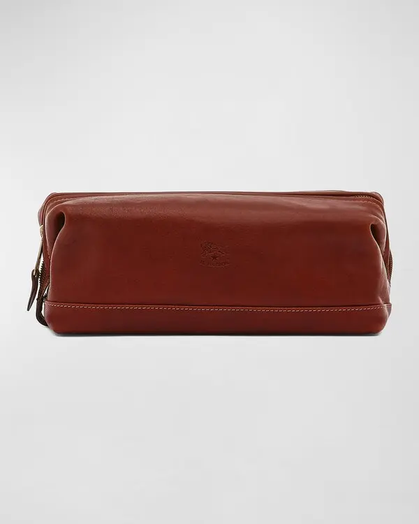 Il Bisonte Leather Travel Toiletry Case - Vintage Cognac