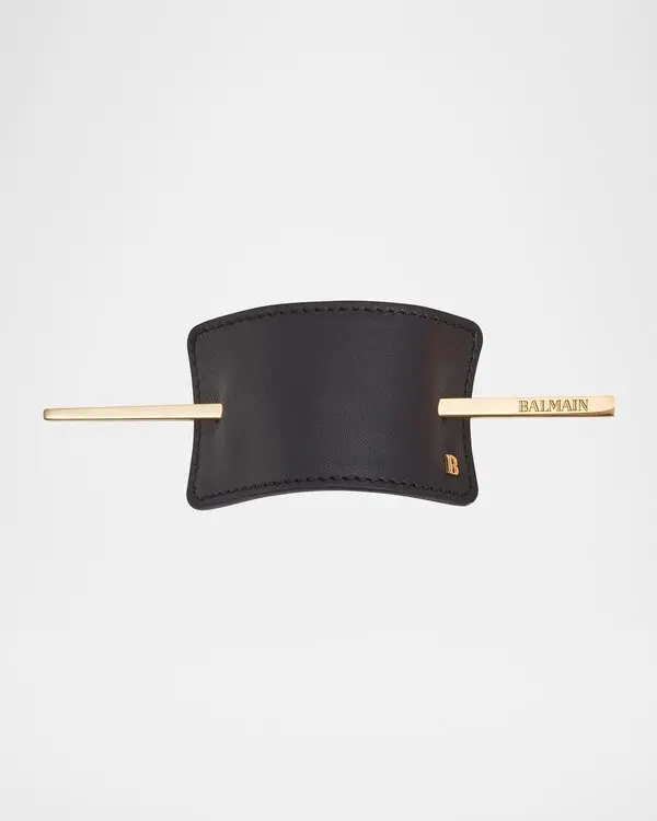 ROZ HAIR Leather Barrette - Black