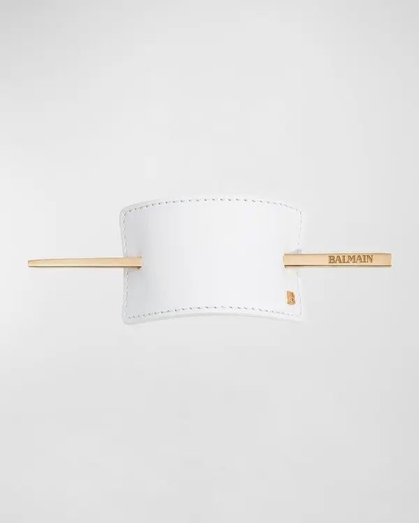 ROZ HAIR Leather Barrette - White
