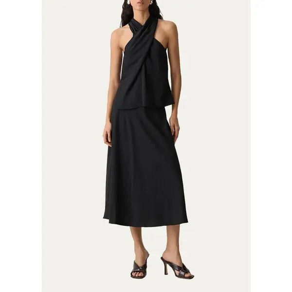 Theory Halter Solid Sleeveless Top - Blk