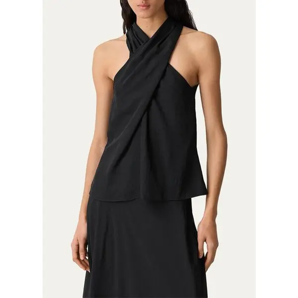 Theory Halter Solid Sleeveless Top - Blk