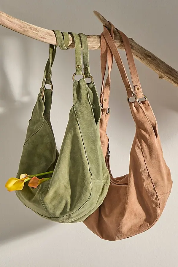 Free People Suede Hobo Tote Bag - Olive Moss