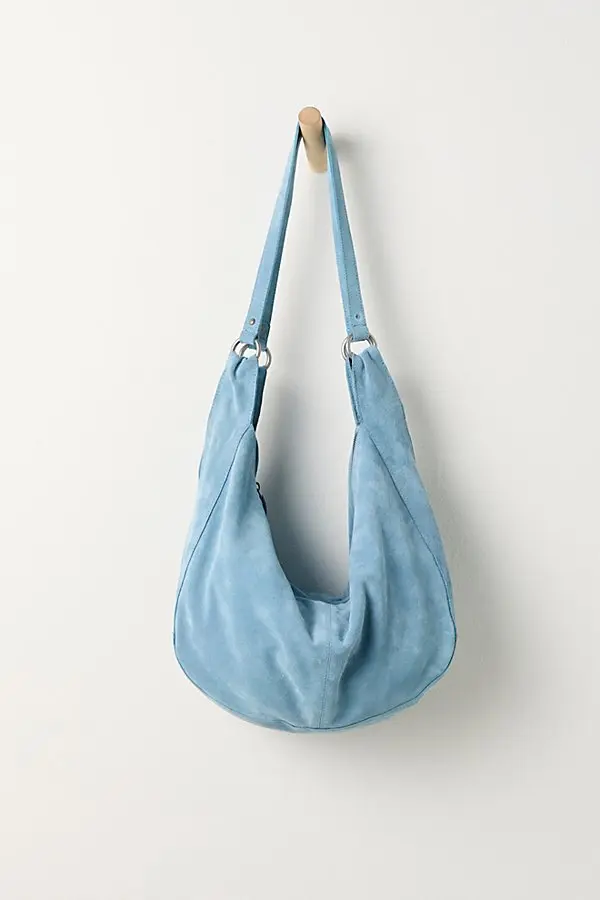 Free People Suede Hobo Tote Bag - Salt Water