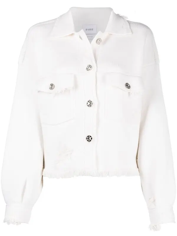 BARRIE Fringed Denim Jacket - White