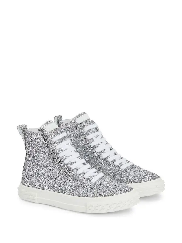 GIUSEPPE ZANOTTI Glitter High-top Sneakers - Silver