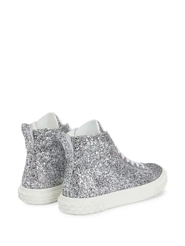 GIUSEPPE ZANOTTI Glitter High-top Sneakers - Silver