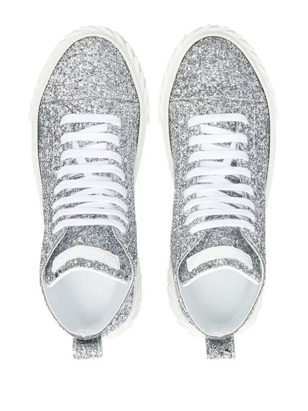 GIUSEPPE ZANOTTI Glitter High-top Sneakers - Silver