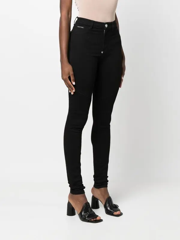 Philipp Plein High-waisted Biker Jeans - Black