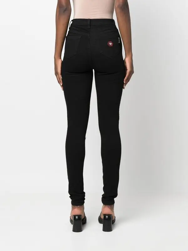 Philipp Plein High-waisted Biker Jeans - Black