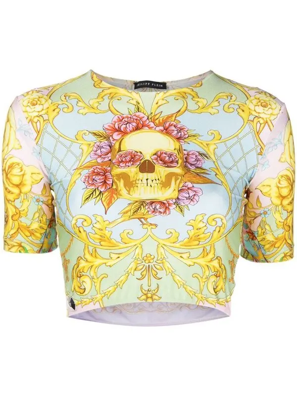 Philipp Plein Baroque-print Crop-top
