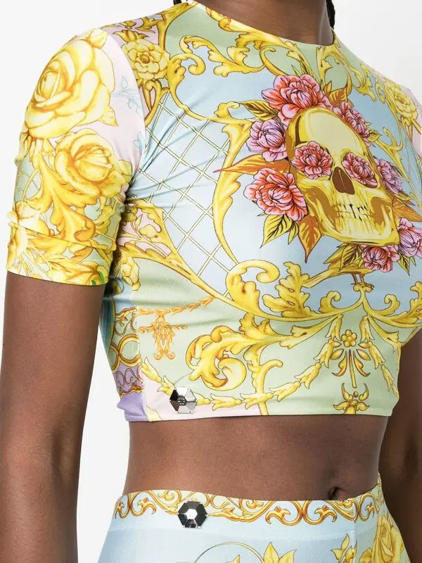 Philipp Plein Baroque-print Crop-top