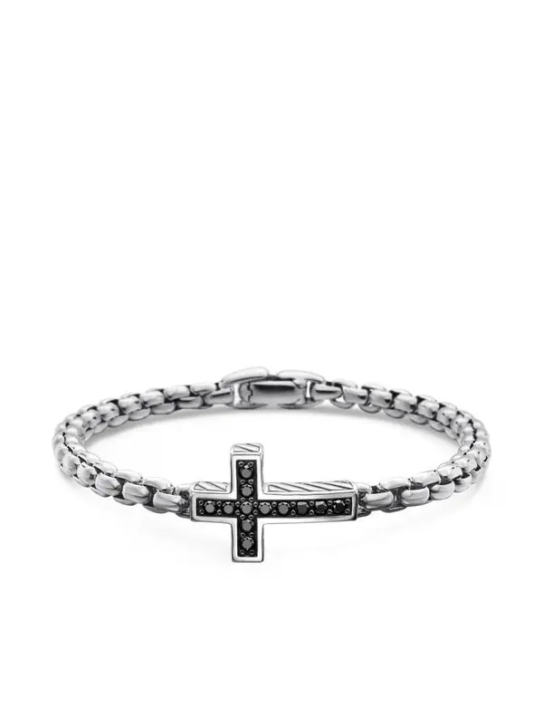 David Yurman Sterling Cross Diamond Bracelet - Silver