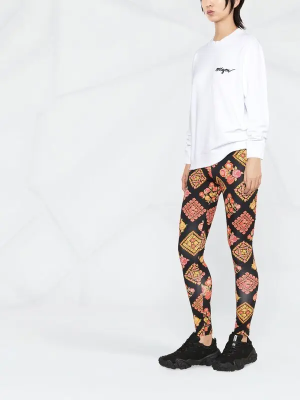 La DoubleJ Floral Check Leggings - Black