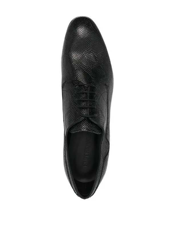 Emporio Armani Snakeskin-Effect Leather Derby Shoes In Black 