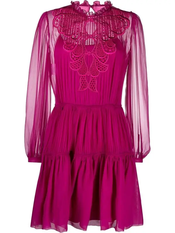 Alberta Ferretti Embroidered Chiffon Dress