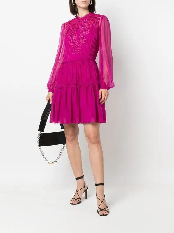 Alberta Ferretti Embroidered Chiffon Dress