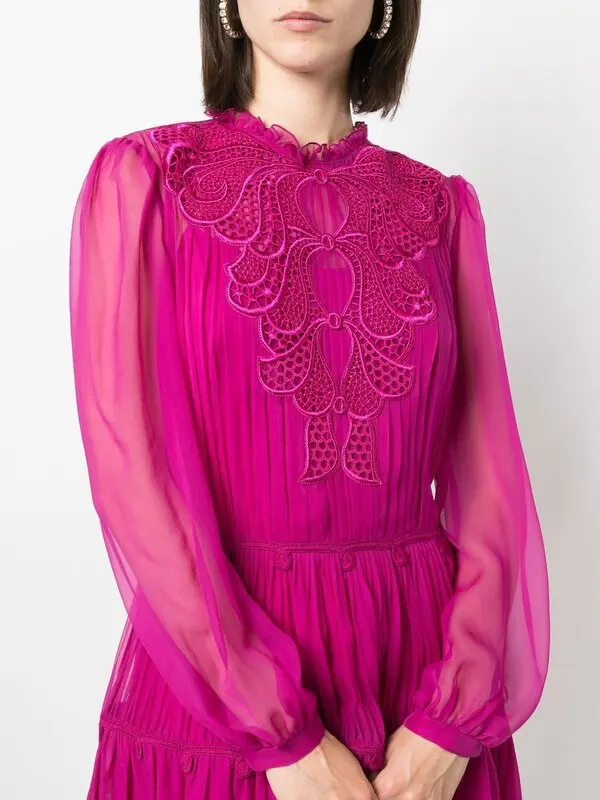 Alberta Ferretti Embroidered Chiffon Dress