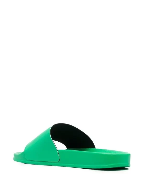 Off-White Logo Print Slides - Green
