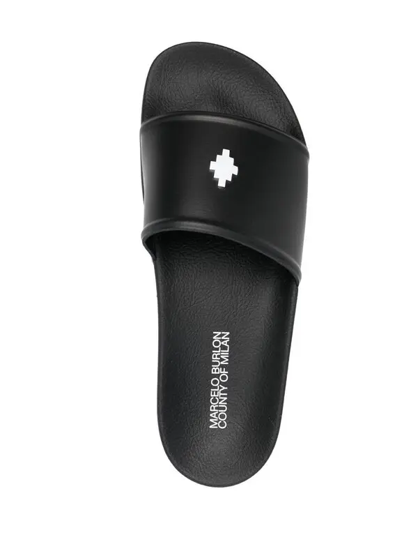 County Of Milan Marcelo Burlon Cross-Print Slides In Black 